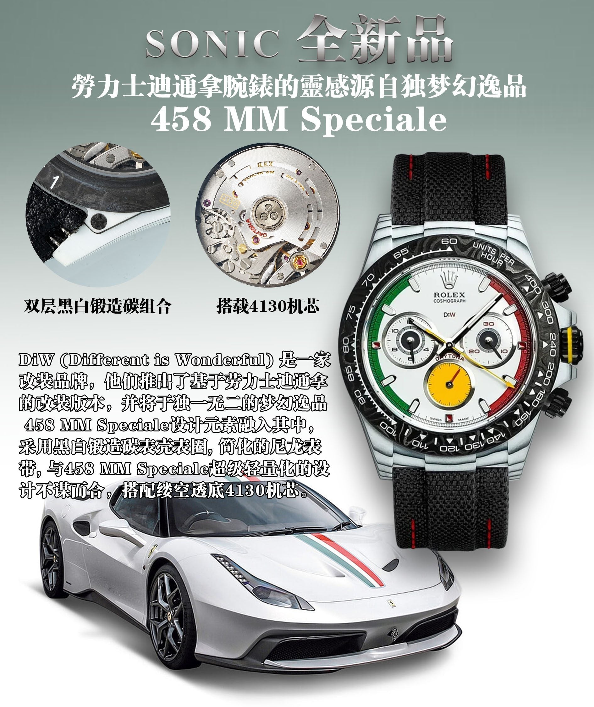 Sonic New Release: DiW × Ferrari 458 MM Speciale Daytona – EU Replica Watch