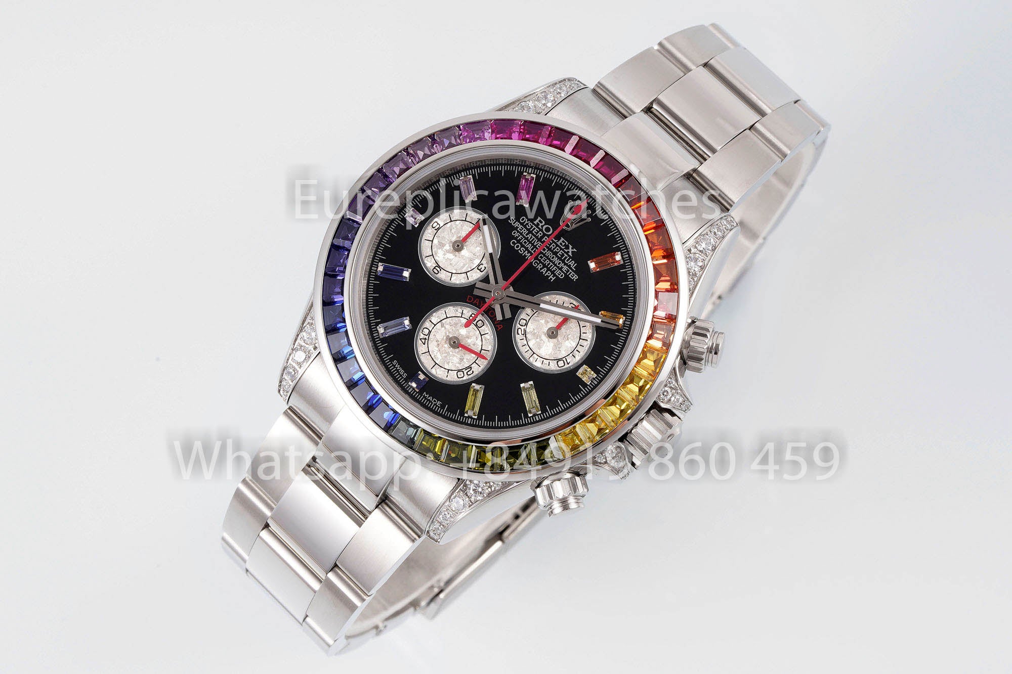 Rolex Daytona Rainbow Diamond Dial Black Dial 40mm 1:1 Best Clone EF F ...
