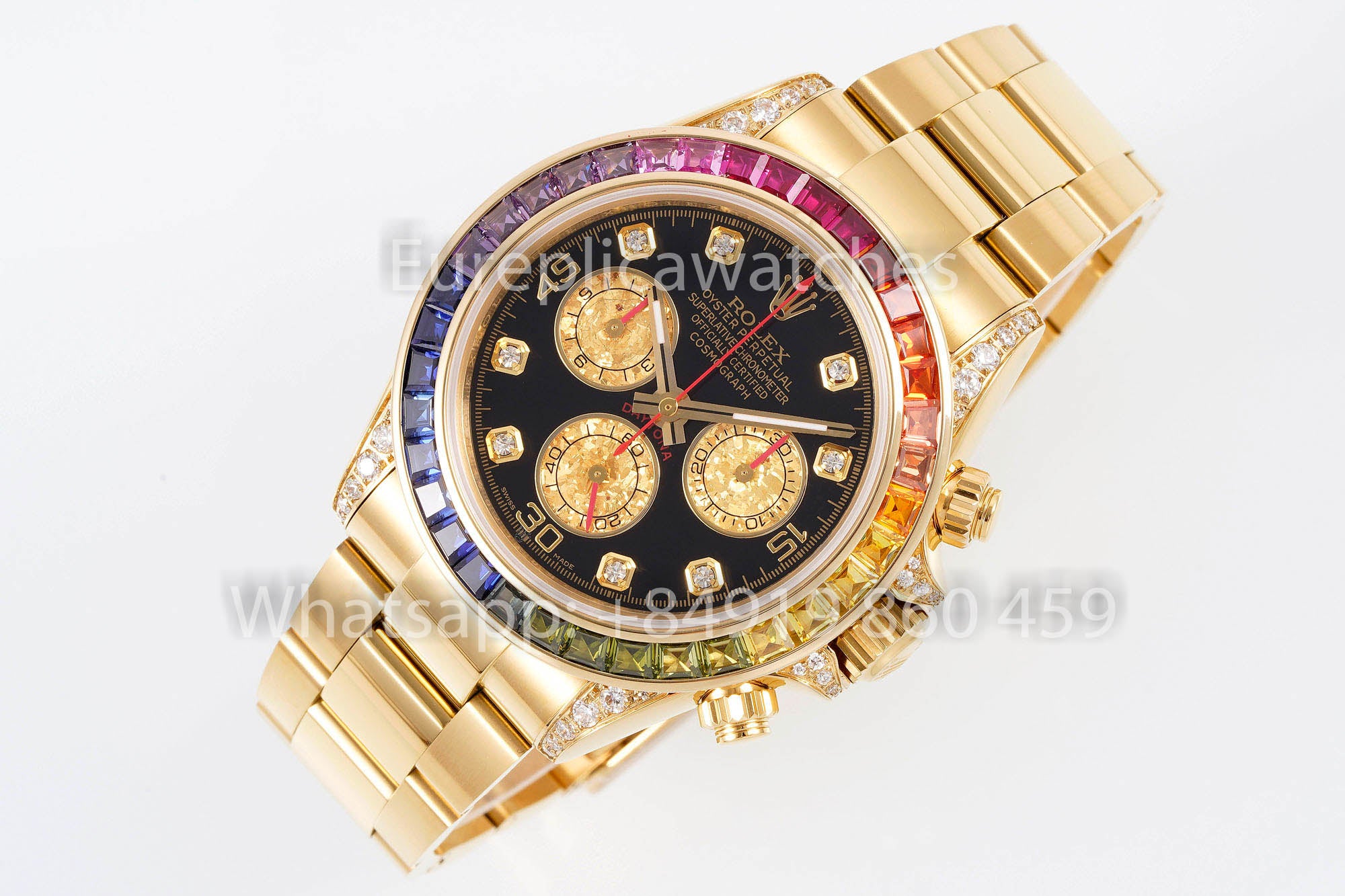 Rolex Daytona Rainbow Diamond Dial Yellow Gold 40mm 1:1 Best Clone EF ...