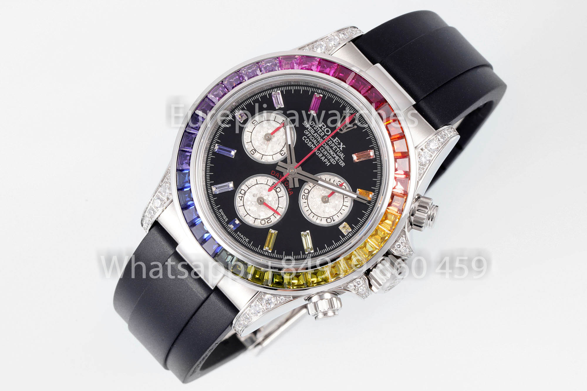 Rolex Daytona Rainbow Diamond Dial Black Dial 40mm 1:1 Best Clone EF F ...