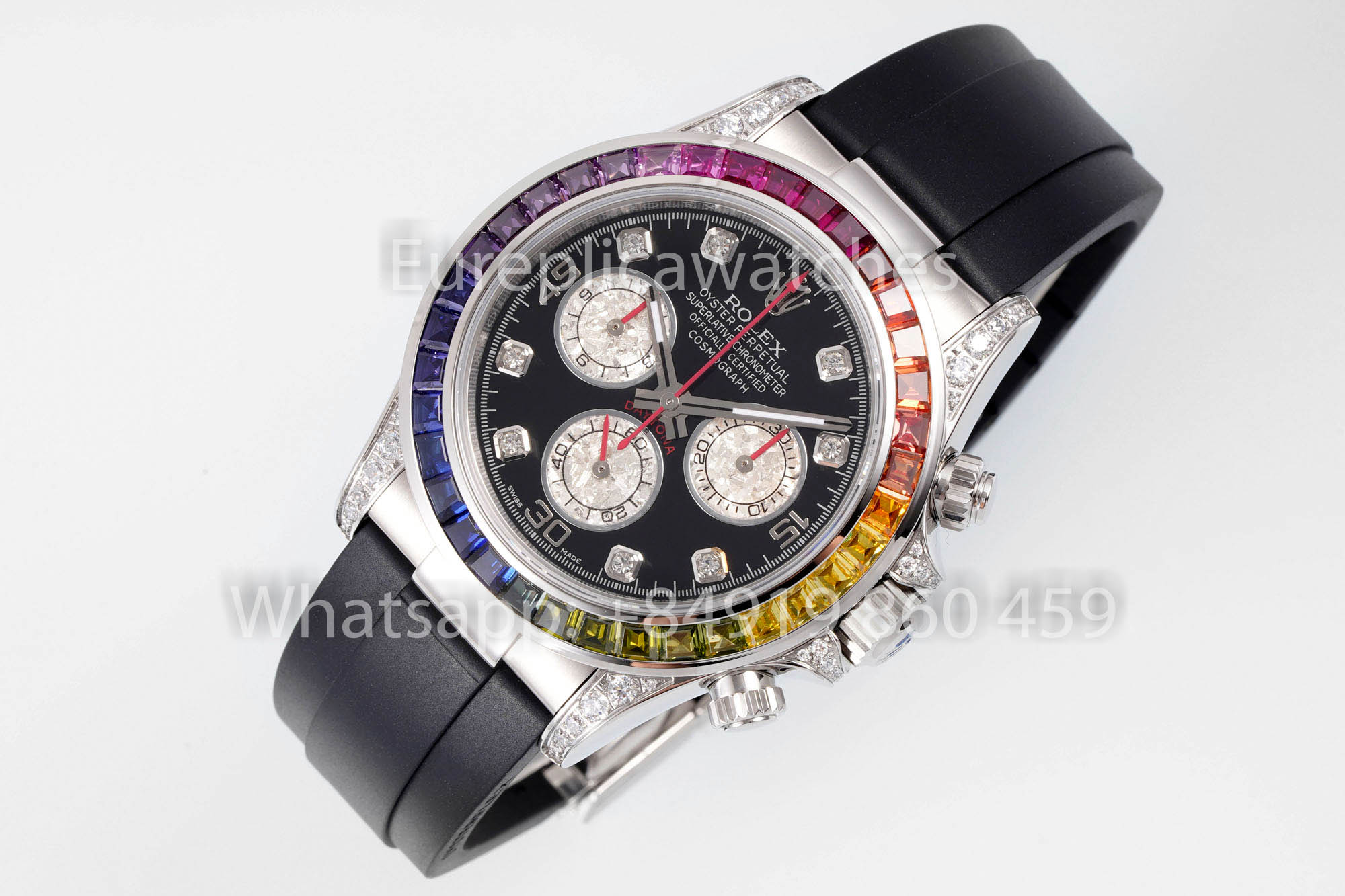Rolex Daytona Rainbow Diamond Dial Black Dial 40mm 1:1 Best Clone EF F ...