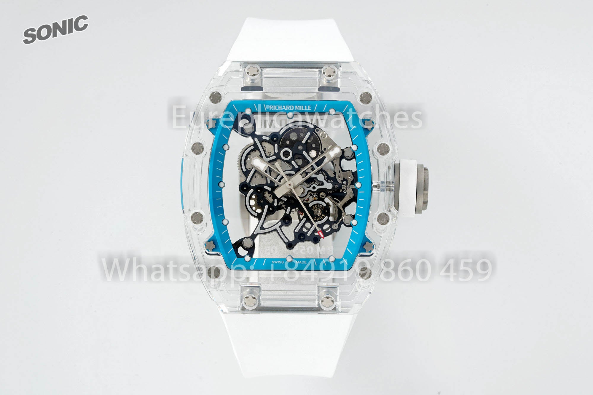 RICHARD MILLE RM055 AET REMOULD White Blue Strap 1:1 Best Version Soni ...