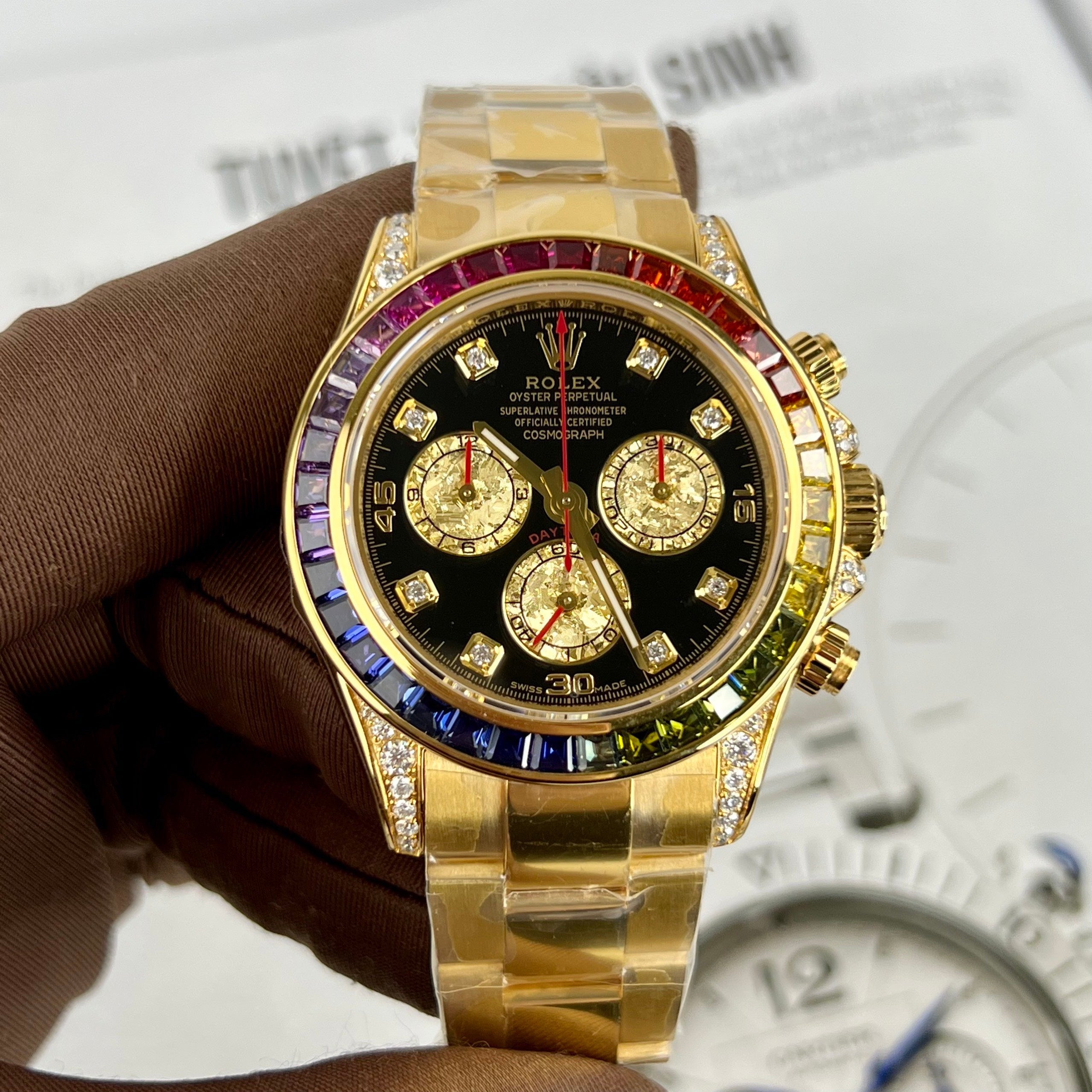 Rolex Cosmograph Daytona Rainbow 116598 RBOW-78608 [Custom gold, moiss ...