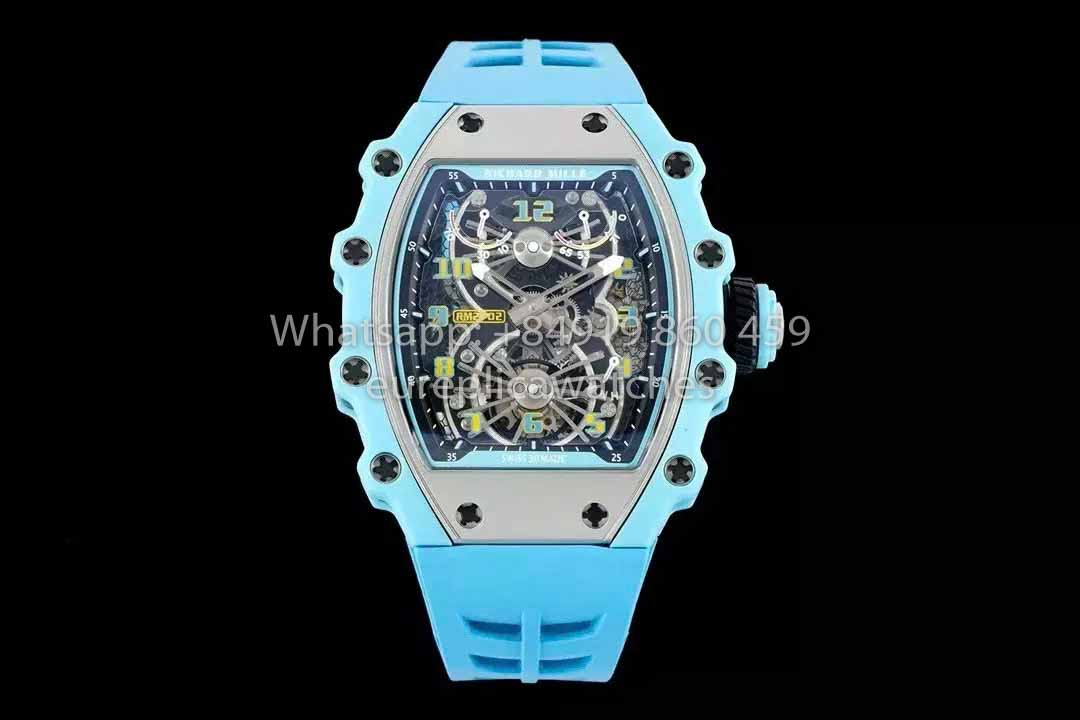Richard Mille RM21-01 Blue Tiffany Tourbillon Watch 1:1 best Clone RM ...