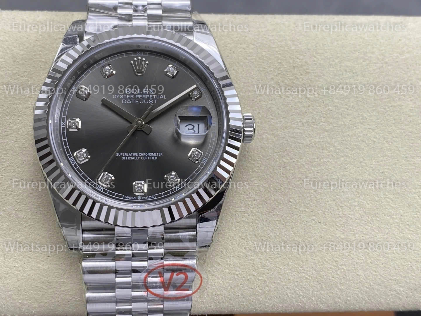 VSF Rolex Datejust 41 M126334 -126334 Graues Zifferblatt mit Diamanten ...